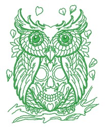 Decorative Owl Outline Embroidery Design | EmbroideryDesigns.com