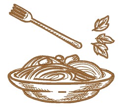 Bowl Of Pasta Embroidery Design | EmbroideryDesigns.com