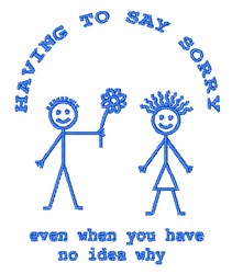 Stick Figure Apology Embroidery Design | EmbroideryDesigns.com