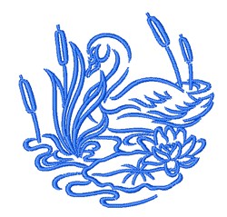 Swan In Pond Embroidery Design | EmbroideryDesigns.com