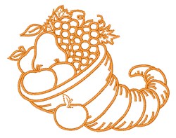 Cornucopia Outline Embroidery Design | EmbroideryDesigns.com