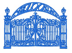 Decorative Zoo Gate Embroidery Design | EmbroideryDesigns.com