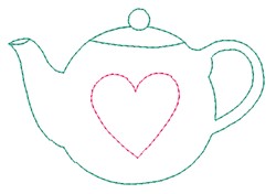 Tea Pot Outline Embroidery Design | EmbroideryDesigns.com