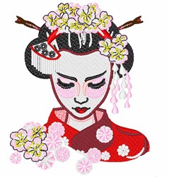 Japanese Geisha Embroidery Design | EmbroideryDesigns.com