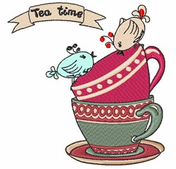 Tea Time Embroidery Design | EmbroideryDesigns.com