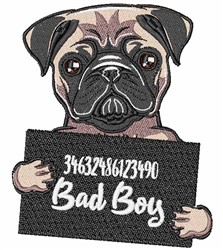 Pug Mug Shot Embroidery Design | EmbroideryDesigns.com