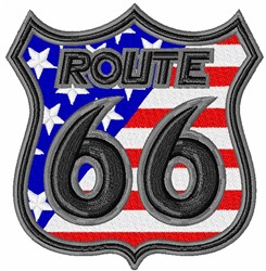 Patriotic Route 66 Sign Embroidery Design | EmbroideryDesigns.com