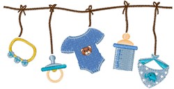 Baby Boy Clothesline Embroidery Design | EmbroideryDesigns.com