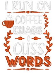 Coffee & Cuss Words Embroidery Design | EmbroideryDesigns.com