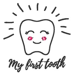 Kawaii My First Tooth Embroidery Design | EmbroideryDesigns.com