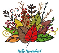 Hello November! Embroidery Design | EmbroideryDesigns.com