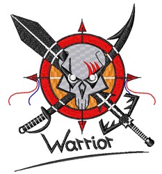 Warrior Shield & Weapon Embroidery Design | EmbroideryDesigns.com