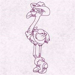 Flamingo Cowboy Redwork Embroidery Design | EmbroideryDesigns.com
