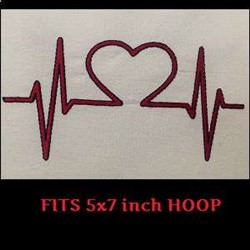 Valentines Day Heartbeat Embroidery Design | EmbroideryDesigns.com