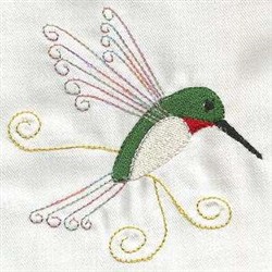 Ruby Throated Hummingbird Embroidery Design | EmbroideryDesigns.com