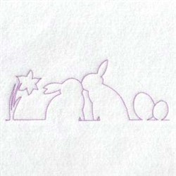 Easter Line Art Border Embroidery Design | EmbroideryDesigns.com