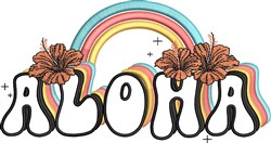 Aloha Rainbow & Hibiscus Embroidery Design | EmbroideryDesigns.com