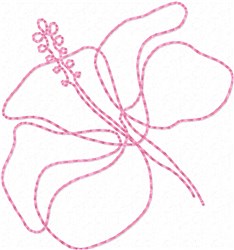 Single Run Hibiscus Embroidery Design | EmbroideryDesigns.com