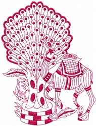 Amazing Indian Animal Redwork Embroidery Design | EmbroideryDesigns.com