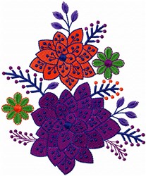 Colorful Kali Flowers Embroidery Design | EmbroideryDesigns.com