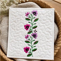 Vintage Floral Vertical Border Embroidery Design | EmbroideryDesigns.com