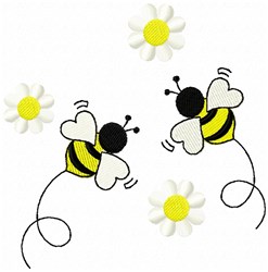 Daisy Bees Embroidery Design | EmbroideryDesigns.com