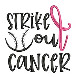 Strike Out Cancer Embroidery Design | EmbroideryDesigns.com