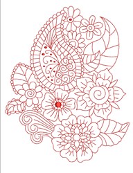 Redwork Flowers Embroidery Design | EmbroideryDesigns.com