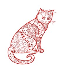 Redwork Cat Embroidery Design | EmbroideryDesigns.com