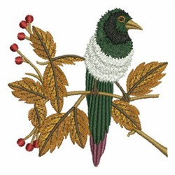Magpie Sitting Embroidery Design | EmbroideryDesigns.com