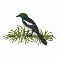 Magpie Sitting Embroidery Design | EmbroideryDesigns.com