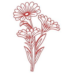 Redwork Calendula Embroidery Design | EmbroideryDesigns.com