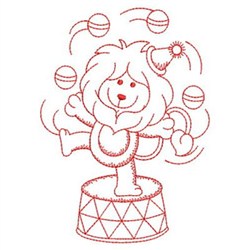 Redwork Circus Lion Embroidery Design | EmbroideryDesigns.com