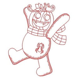 Redwork Halloween Pumpkin Head Embroidery Design | EmbroideryDesigns.com