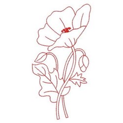 Redwork Poppy Beauty Embroidery Design | EmbroideryDesigns.com