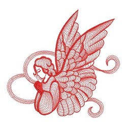 Redwork Praying Angel Embroidery Design | EmbroideryDesigns.com