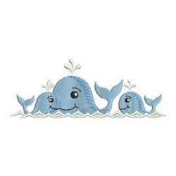 Mama Whale & Calves Embroidery Design | EmbroideryDesigns.com