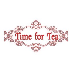 Redwork Time for Tea Embroidery Design | EmbroideryDesigns.com