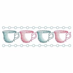 Sketched Tea Cup Border Embroidery Design | EmbroideryDesigns.com