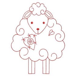 Redwork Country Lamb Embroidery Design | EmbroideryDesigns.com