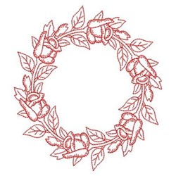 Redwork Roses Wreath Embroidery Design | EmbroideryDesigns.com