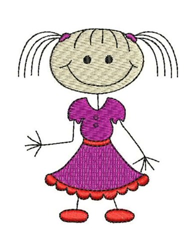 Cute Stick Girl Pattern Happy Girl Embroidery Design Stick Girl Pattern ...